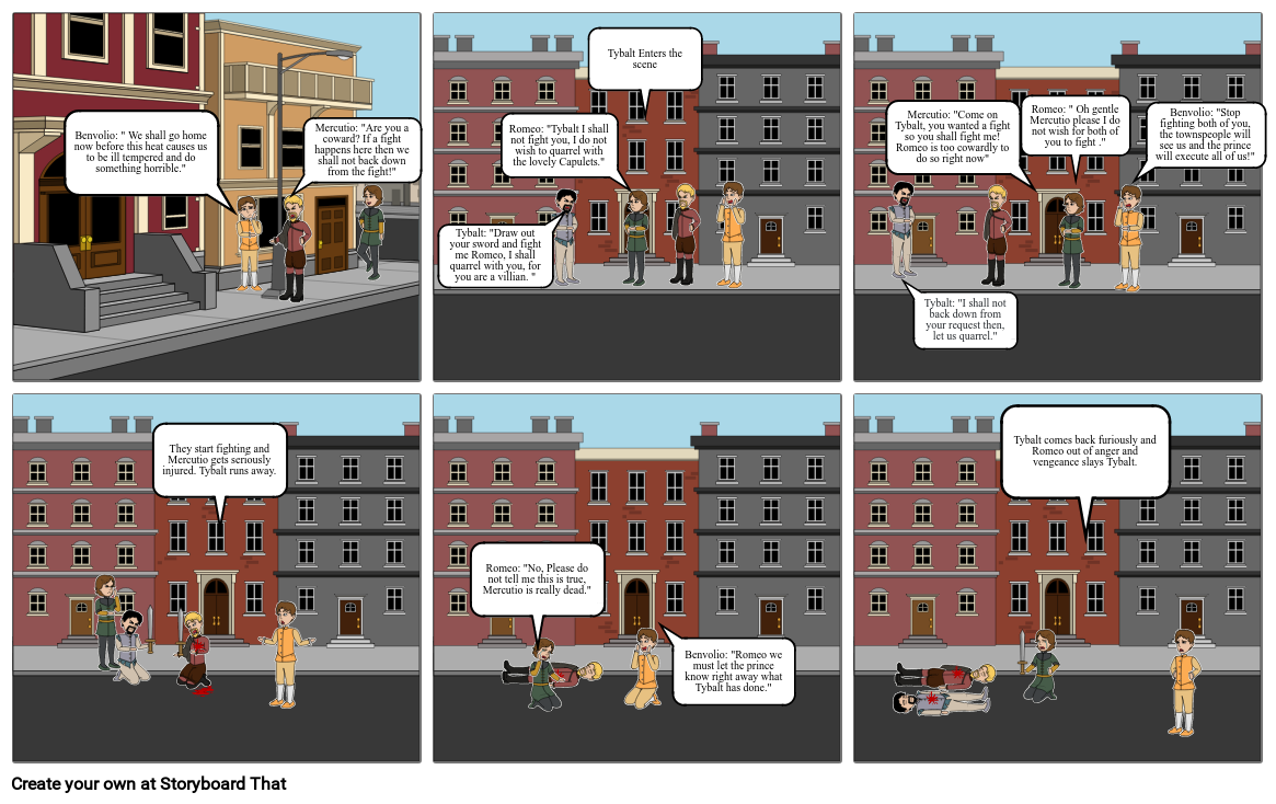 Romeo and Juliet Act 3 scene 1 Storyboard por 40b31878