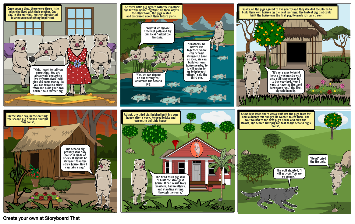 Three Little Pigs (Part 1) Storyboard por 42653893