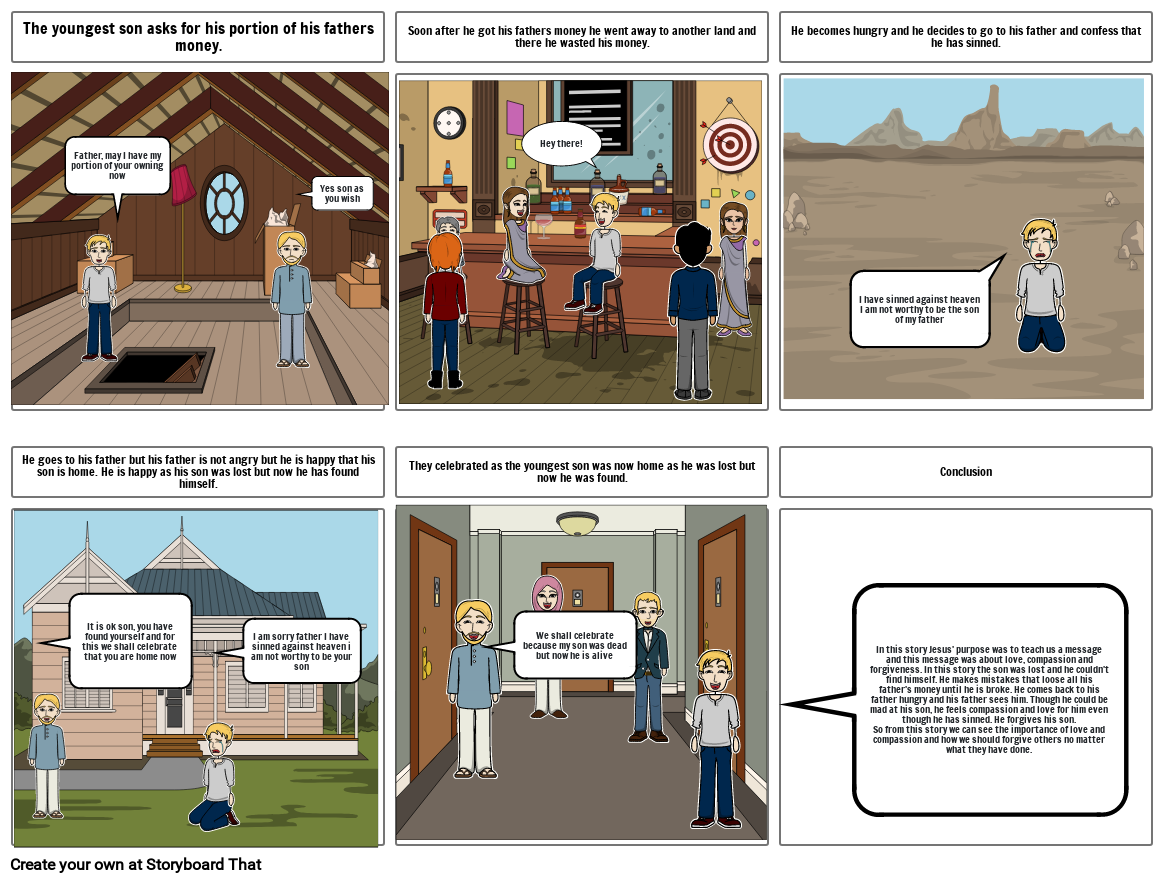 Samuel Ryan Luke 15:11-32 The Prodigal Son Storyboard