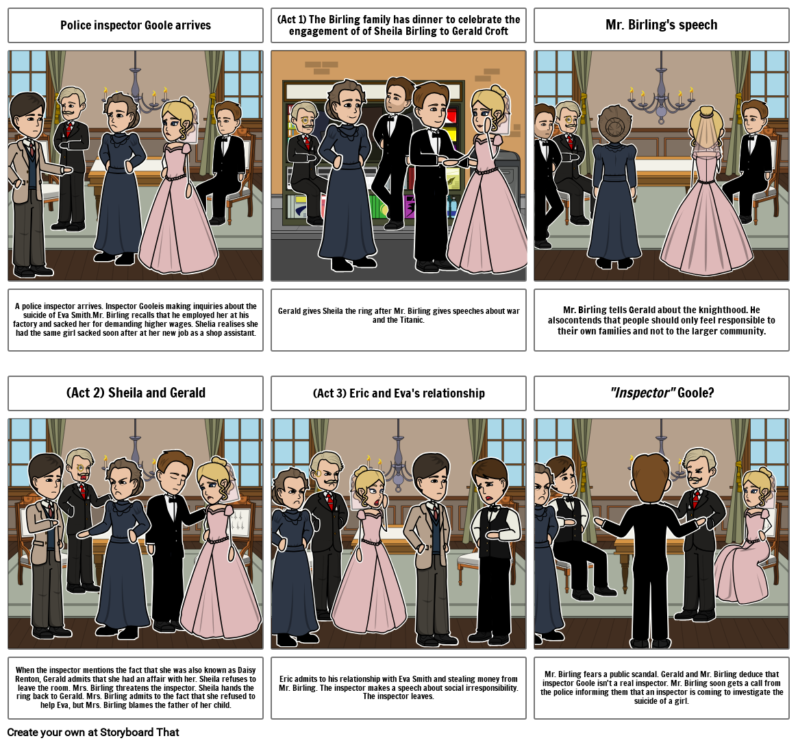 An Inspector Calls Act 1 Storyboard By 43b79f9c6f