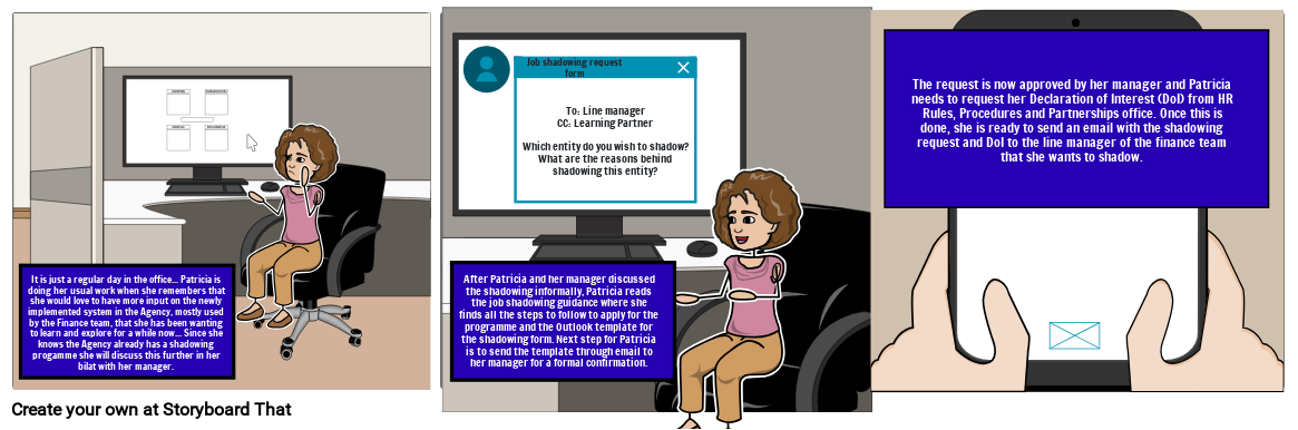 Job shadowing process Storyboard by 48245ada