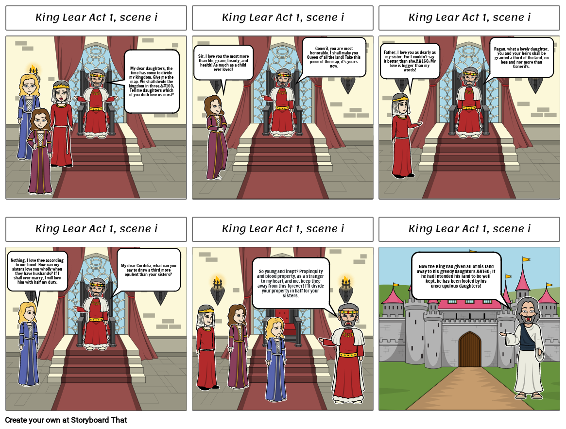 King Lear Act 1 Storyboard by 495bd1b2