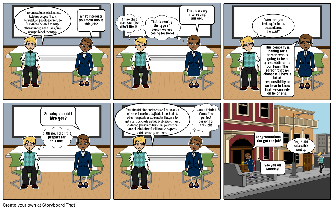 interviewing storyboard for business class Storyboard