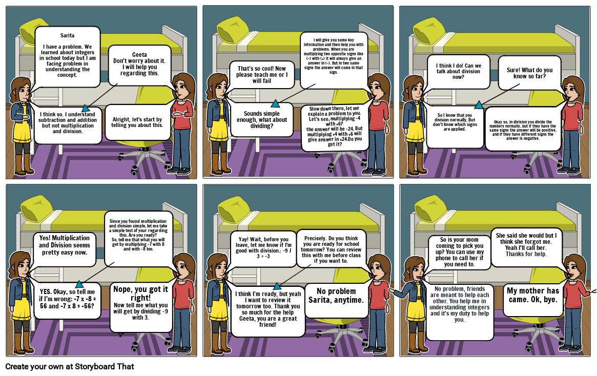 Integers Comic Strip Storyboard por 555b76d9
