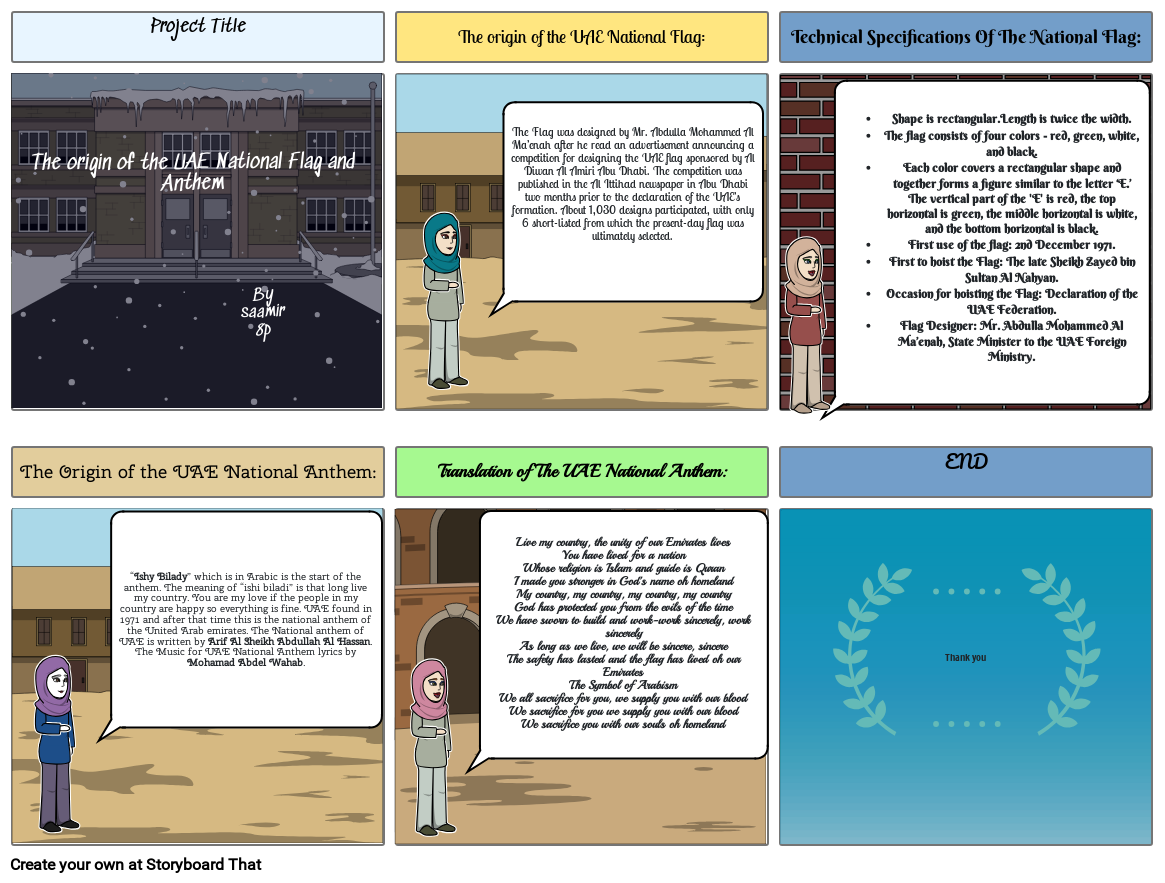 Origin of UAE Flag and UAE National Anthem Storyboard
