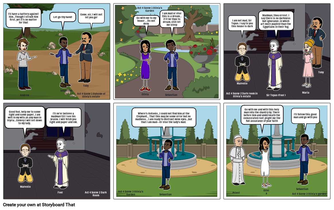 Twelfth Night Act 4 Storyboard by 56440ea7
