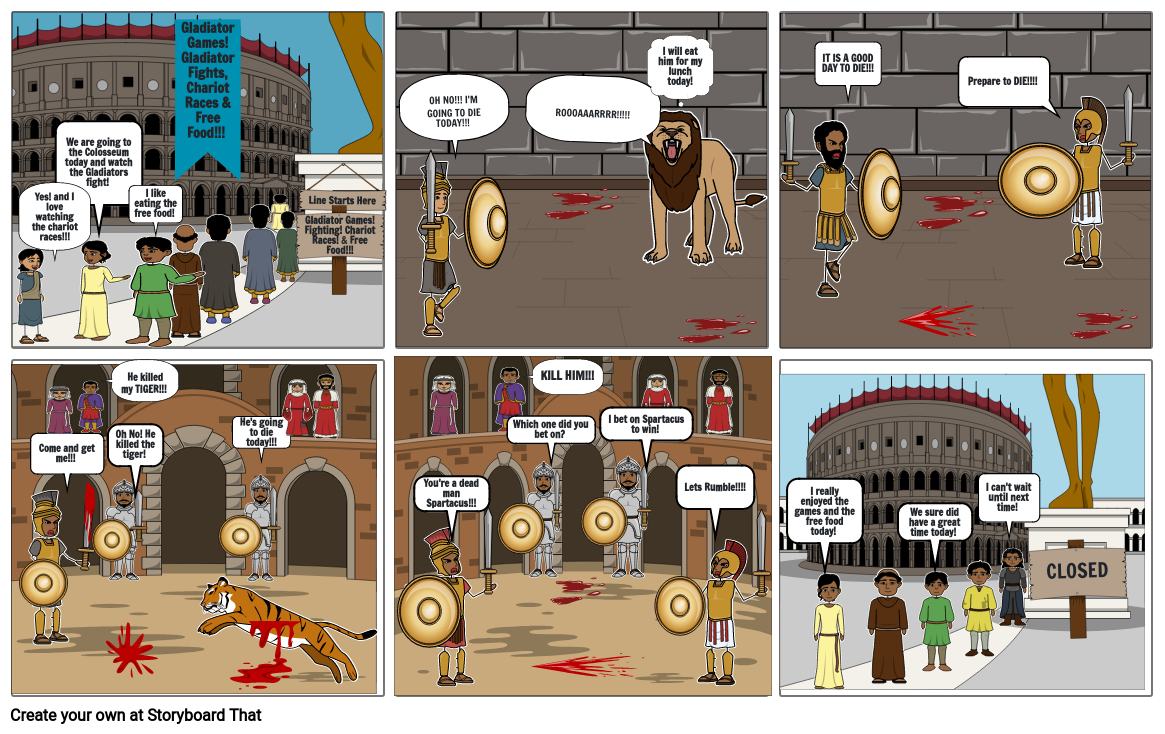 Gladiators, battles and Colosseum Storyboard by 5c1031ec