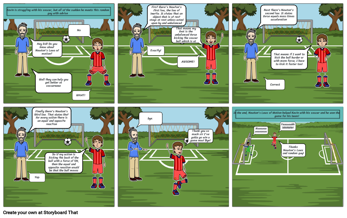 Newton's Laws Comic Storyboard by 5e847ccd