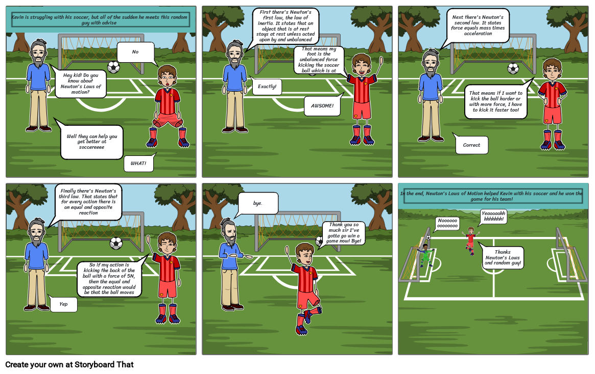Newton's Laws Comic Storyboard by 5e847ccd