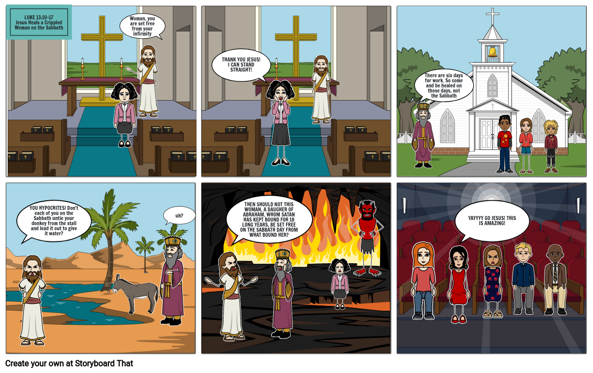 Jesus Heals A Crippled Woman On The Sabbath Storyboard