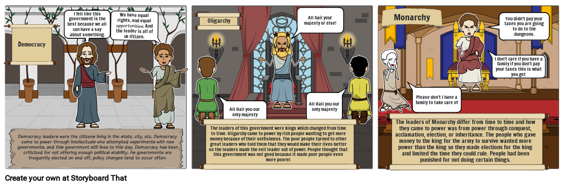The 3 Governments in Ancient Greece Storyboard