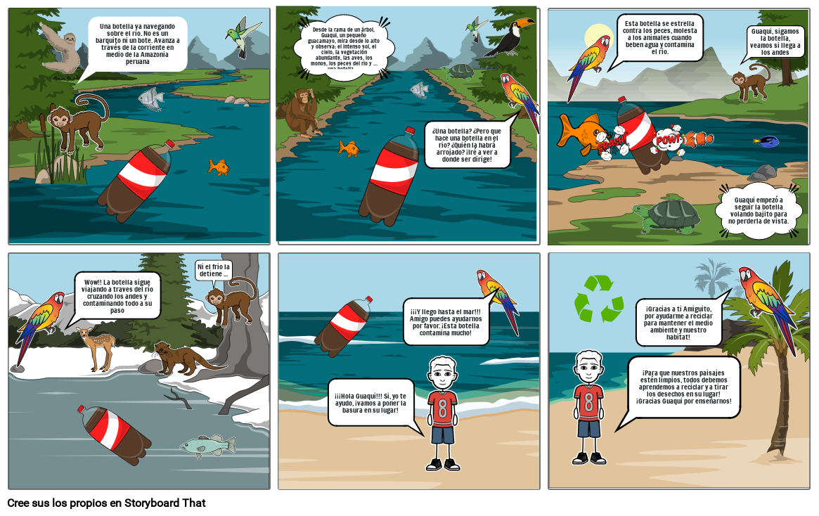 Las botellas en el rio Storyboard by 60958b8c