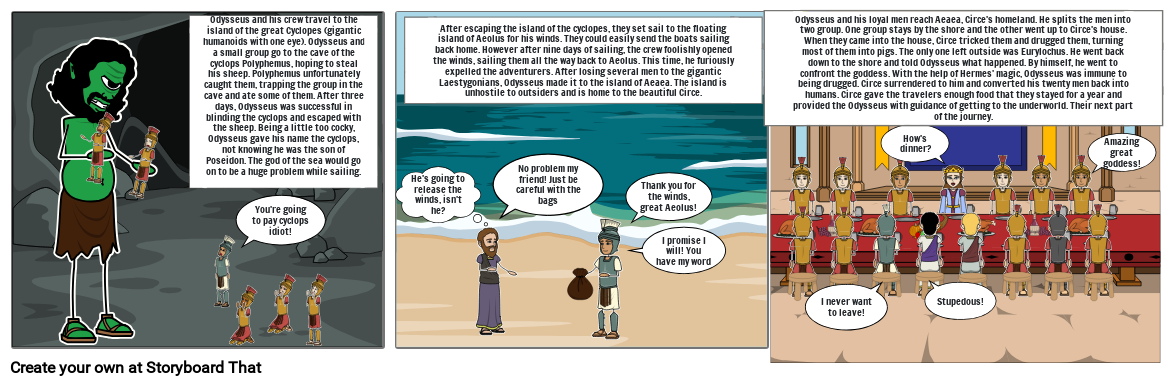 The Odyssey: Chapters 9-10 Storyboard by 60a997a5