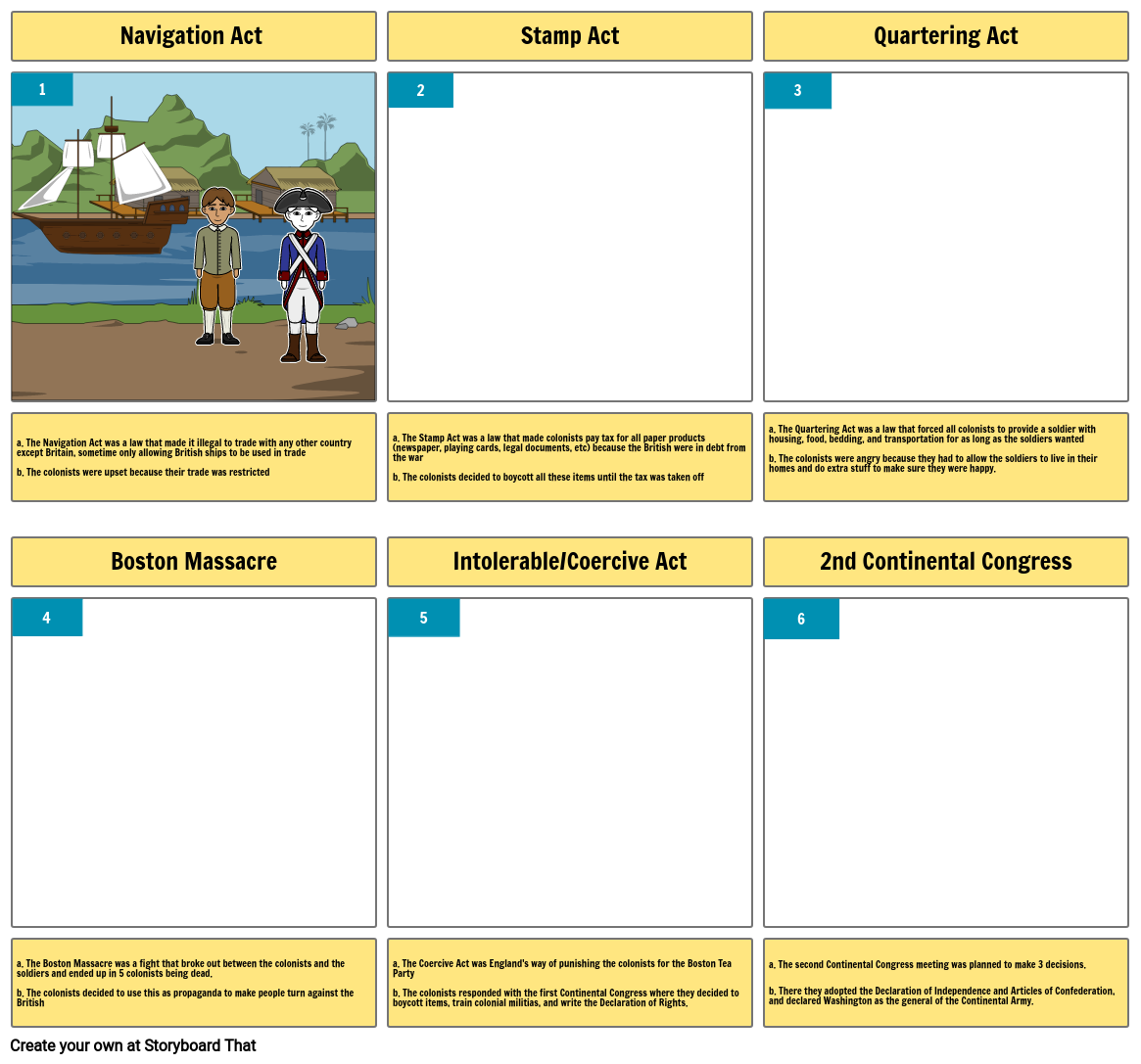 Road To American Revolution Project Storyboard