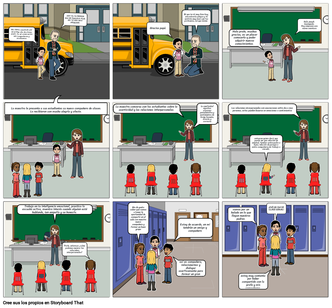 La asertividad y relaciones interpersonales. Storyboard