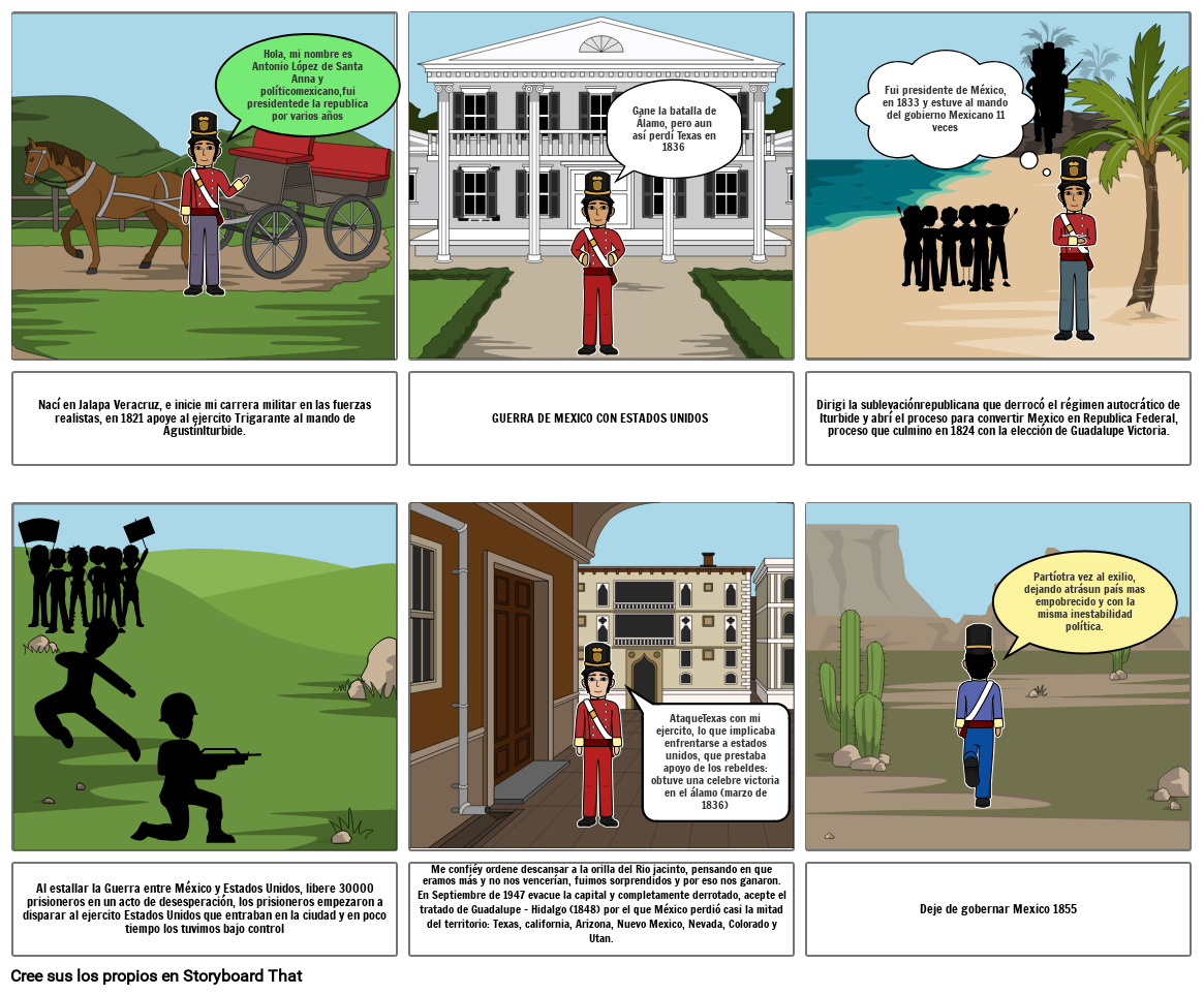 Historieta sobre La dictadura de Antonio López de Santa Anna
