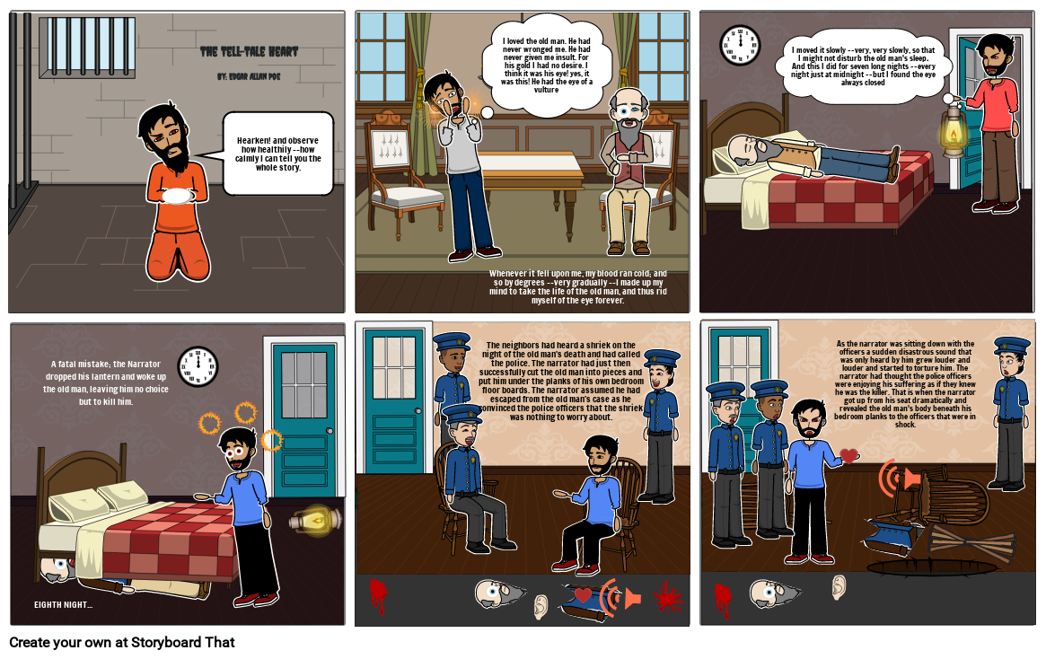 The Tell-Tale Heart by Edgar Allan Poe Storyboard