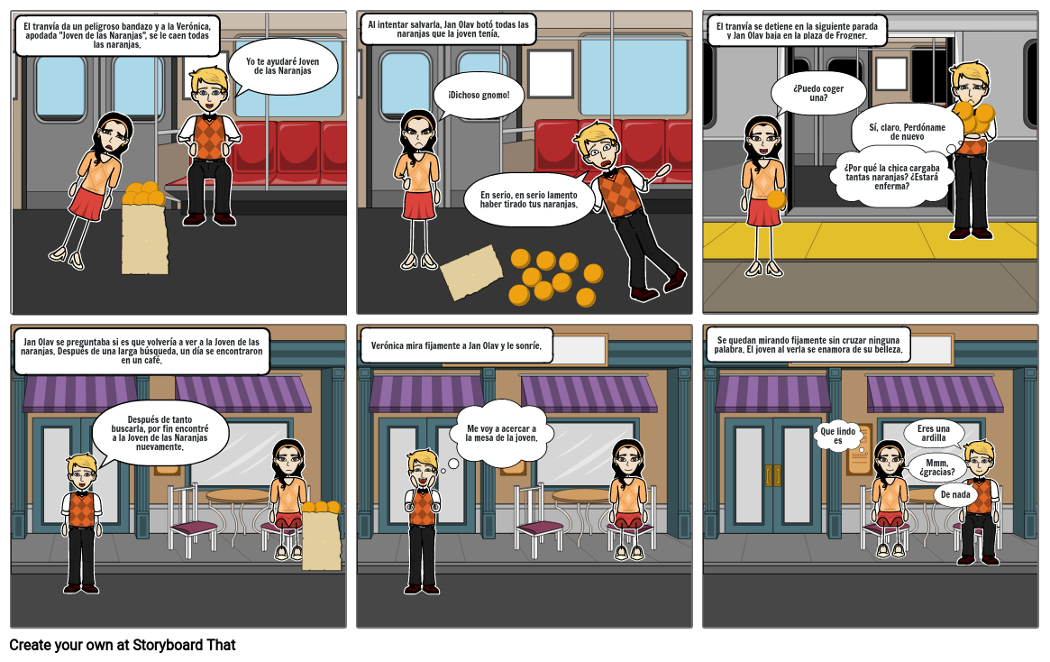 La Joven de las Naranjas Storyboard por 649e86b2