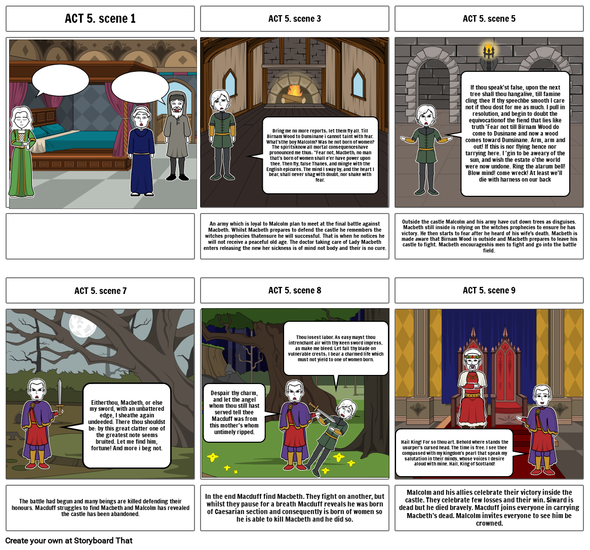 MACBETH ACT 5 Storyboard by 64b9134ce4