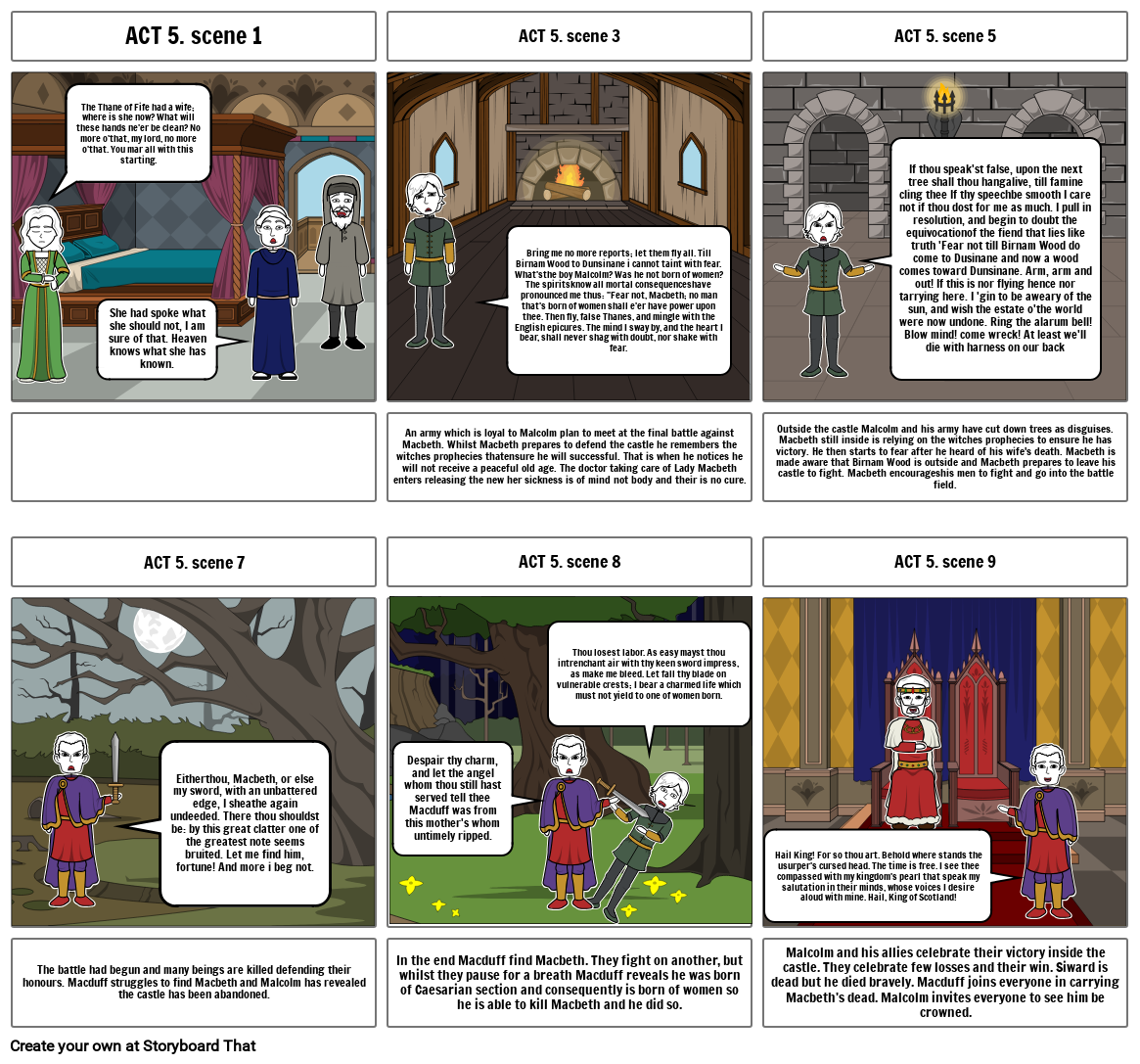 MACBETH ACT 5 Storyboard by 64b9134ce4