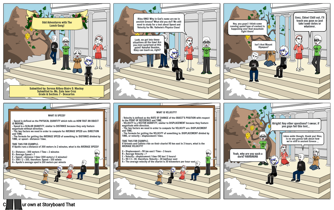 ENSCI WORKSHEET MOTION SPEED VS VELOCITY Storyboard