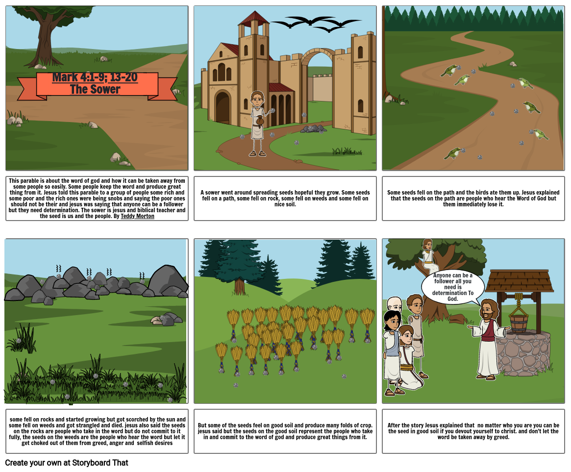 Mark 4:1-9; 13-20 The Sower Storyboard by 65d7b0b8