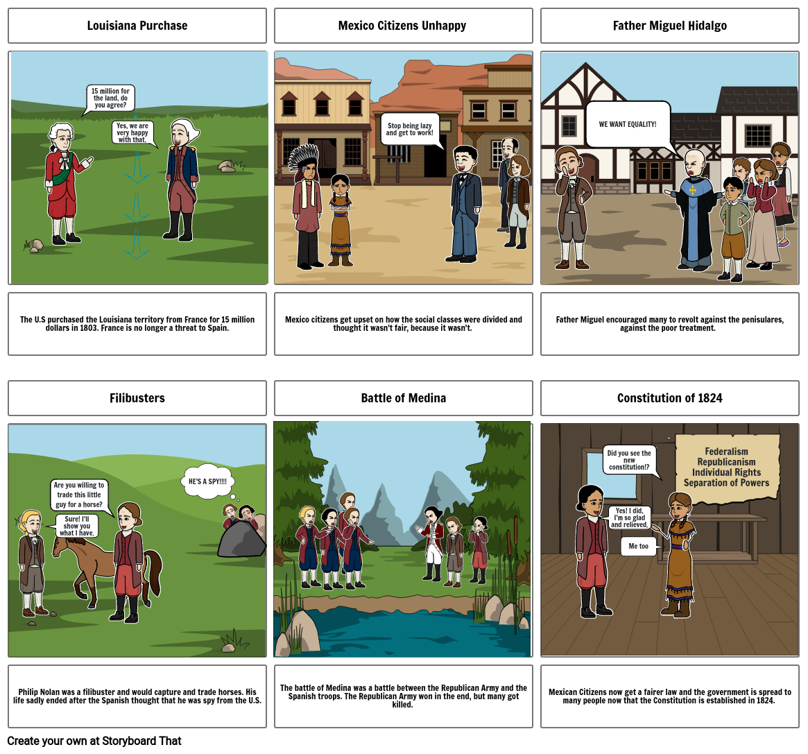Mexico Gains Independence Storyboard por 67dc86d9