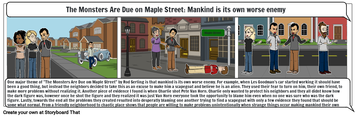 The Monsters Are Due on Maple Street Theme Storyboard