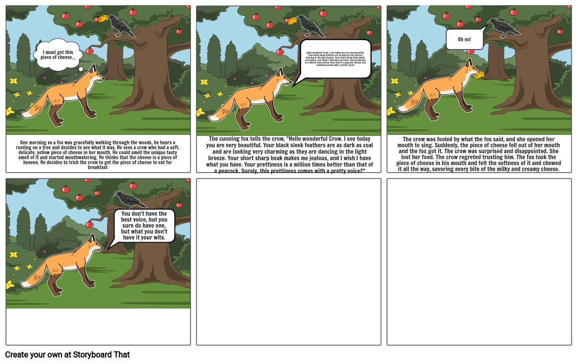 The Fox and the Crow Storyboard Storyboard by 694b2e50