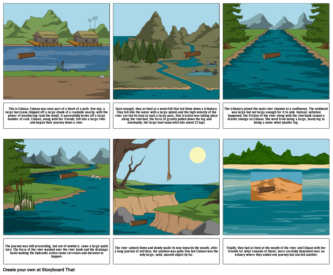 Stick travelling down a river Storyboard por 6c1922a7