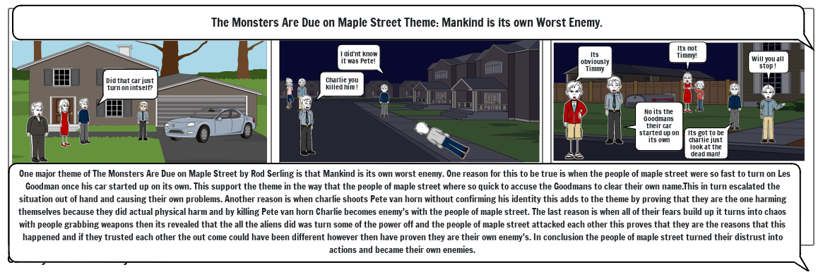 The Monsters Are Due on Maple Street Theme Storyboard