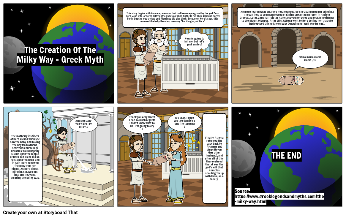 The Creation Of The Milky Way - Myth Storyboard