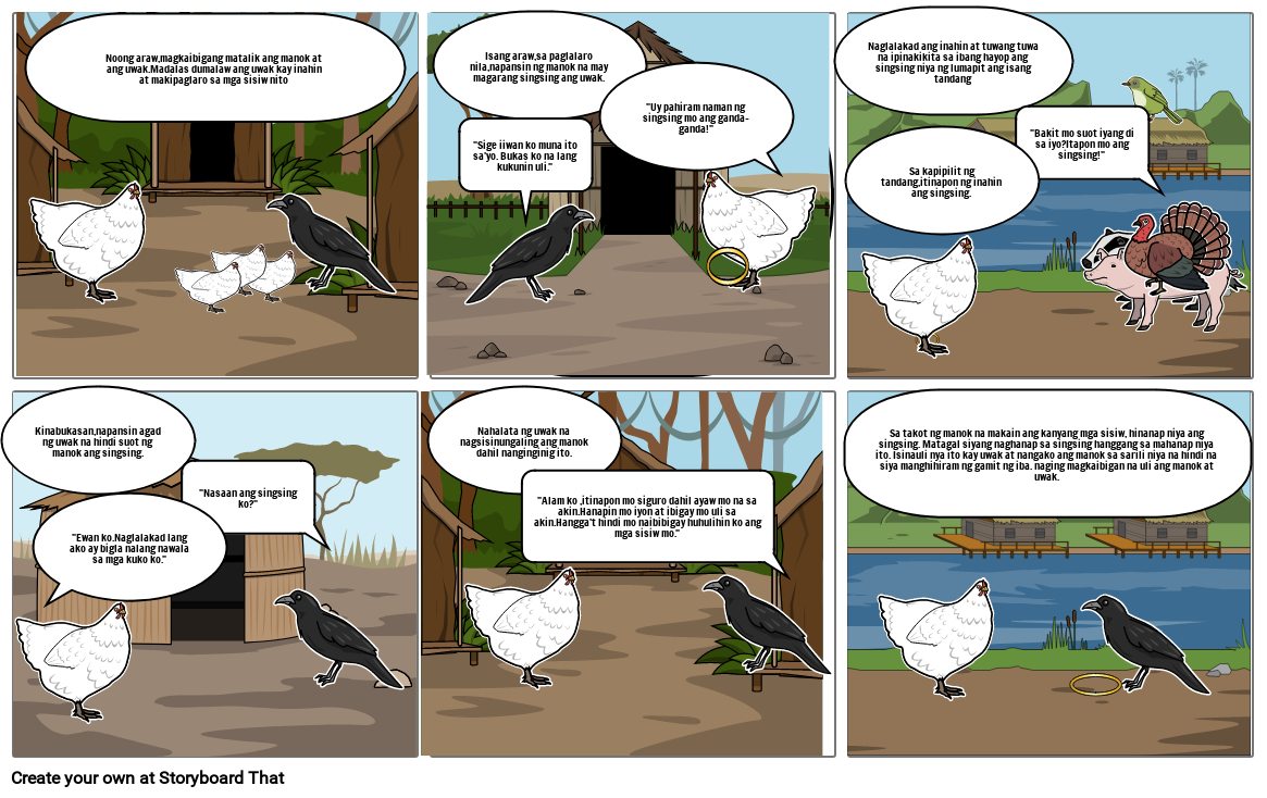 ang manok at ang uwak Storyboard by 6cfee3c4