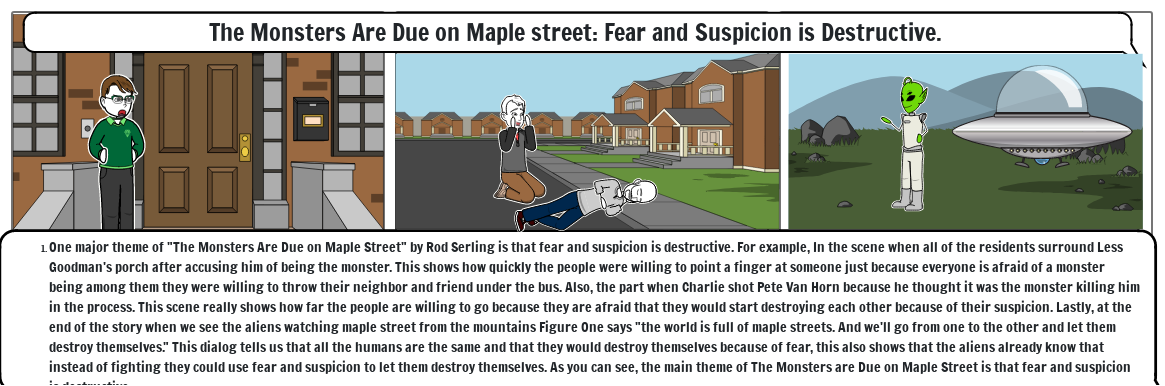 The Monsters Are Due on Maple Street Theme Storyboard
