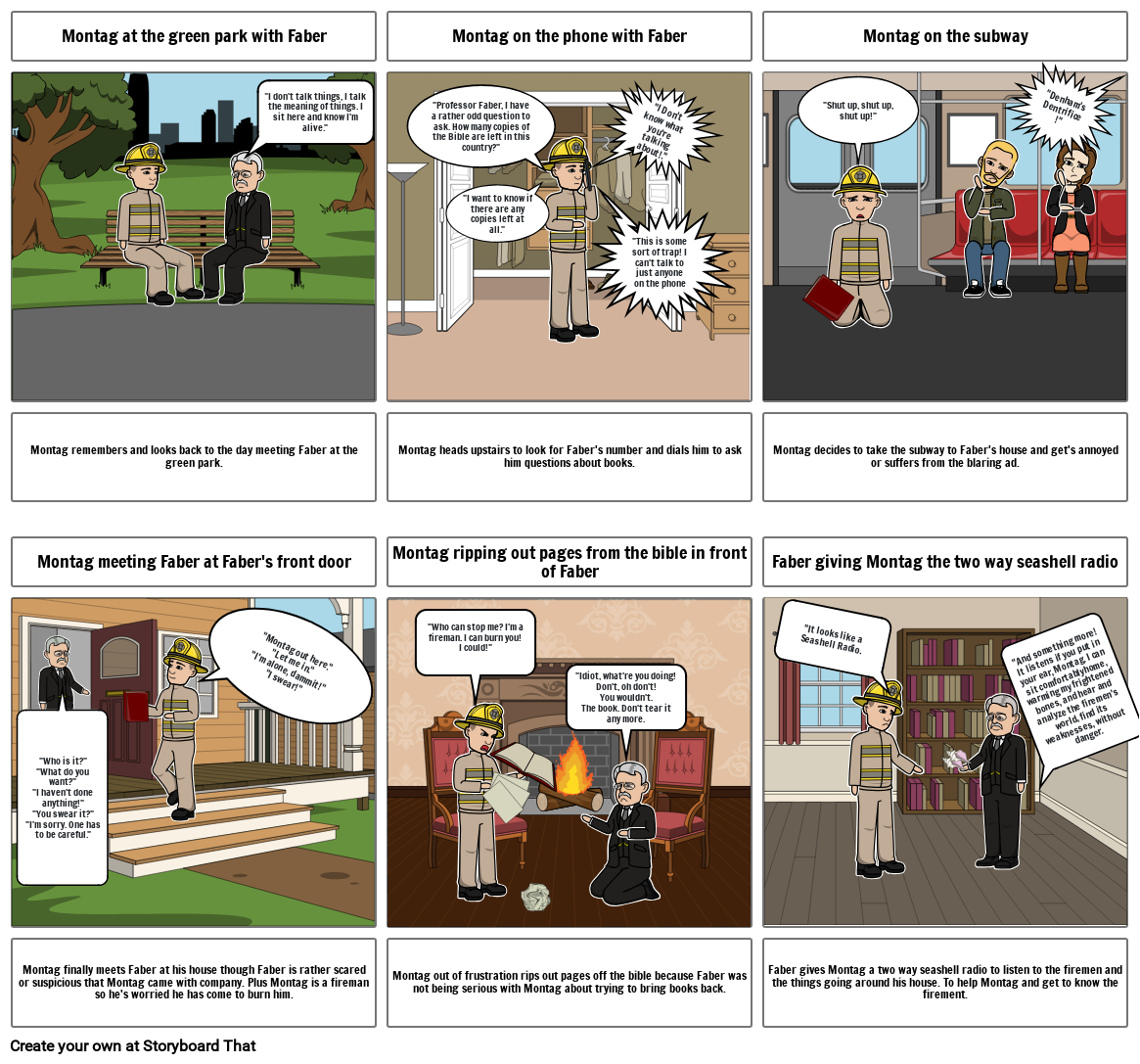 Fahrenheit 451 Comic by Jayden Sims Storyboard