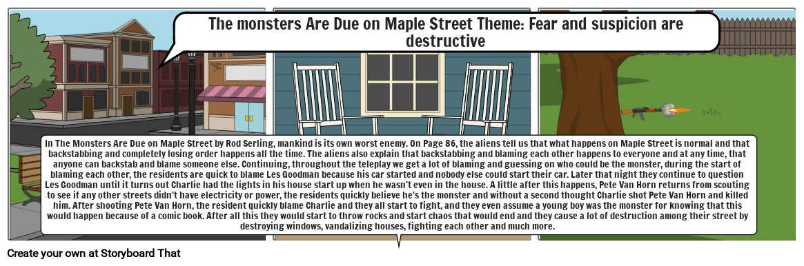 The Monsters Are Due On Maple Street Theme Storyboard