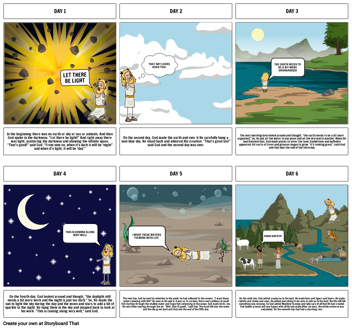 7 Days of creation Storyboard por 73beba32