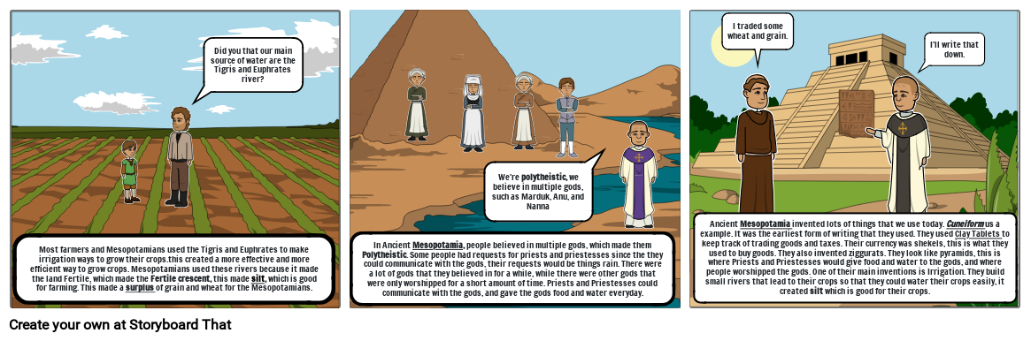 SS Major, Mesopotamia GRAPES comic book Storyboard