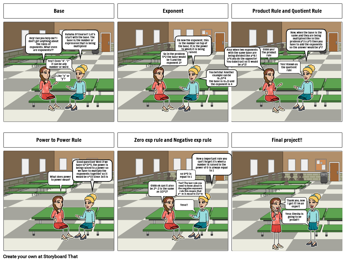 Exponents rules comic strip Storyboard by 780e6f87
