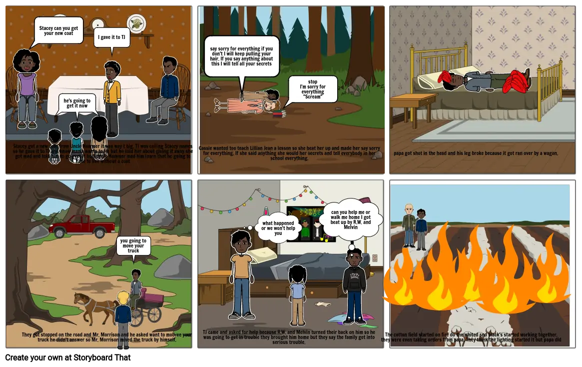 Story board for Roll of Thunder Hear My Cry Storyboard