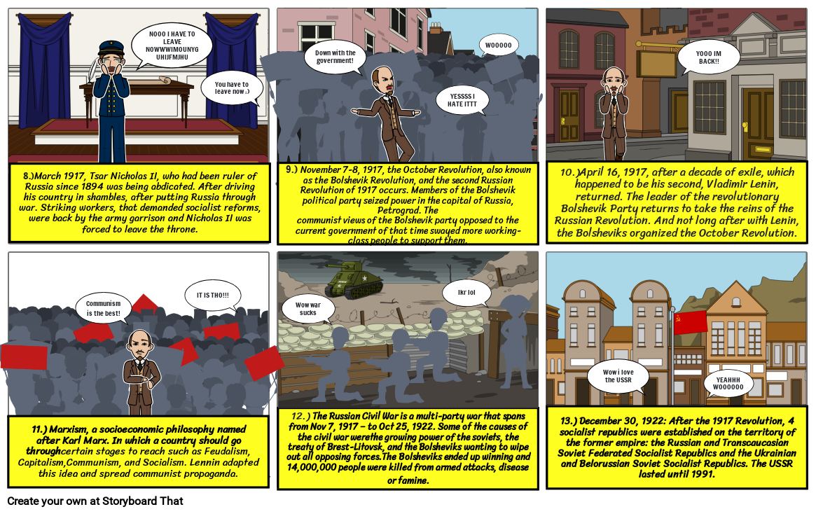 Russian revolution comic strip Storyboard by 7d1c2502