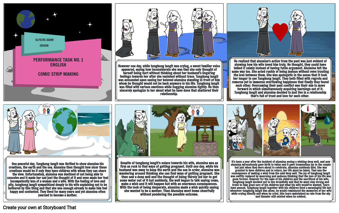 PERFORMANCE TASK 1 ENGLISH 6 Storyboard par 7d91fa20