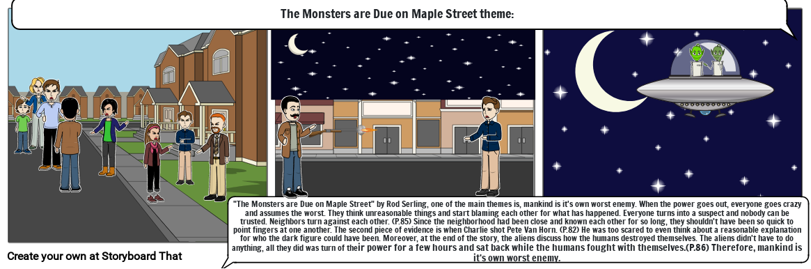 The Monsters are Due on Maple Street Theme 2 Storyboard