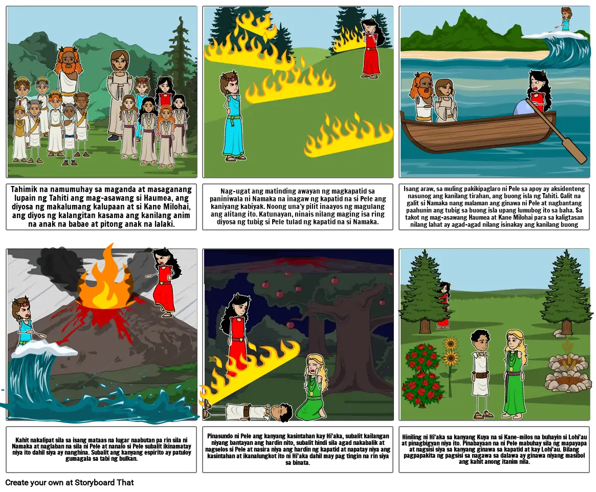 Si Pele Ang Diyosa Ng Apoy At Bulkan Storyboard