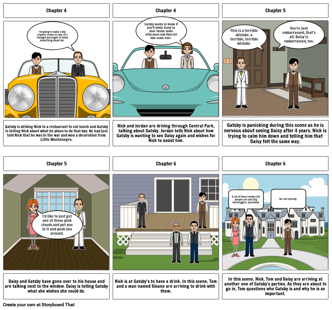 The Great Gatsby Storyboard 4-6 Storyboard por 7fac28a9
