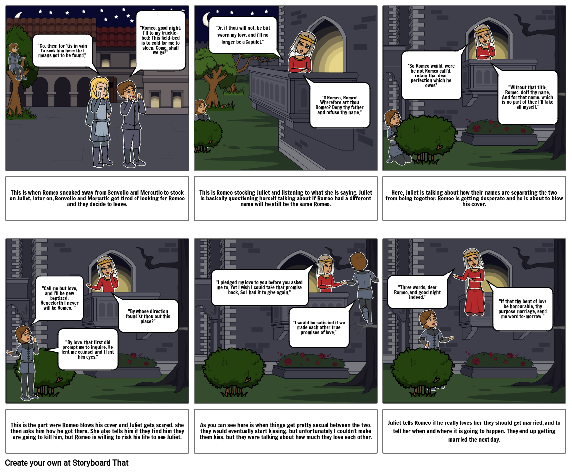 Romeo and Juliet (Balcony Scene) Storyboard par 816b4574