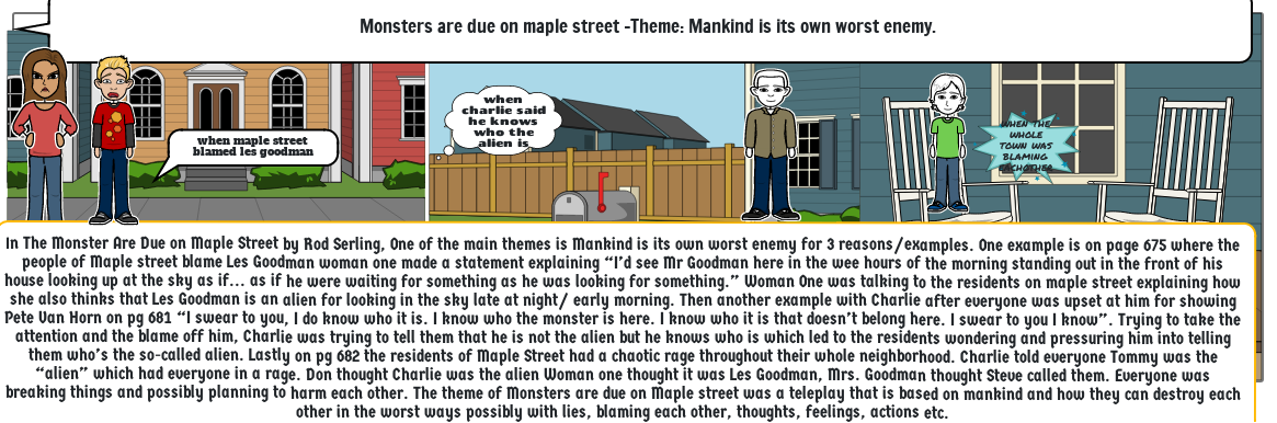 The monsters are due on Maple street Storyboard