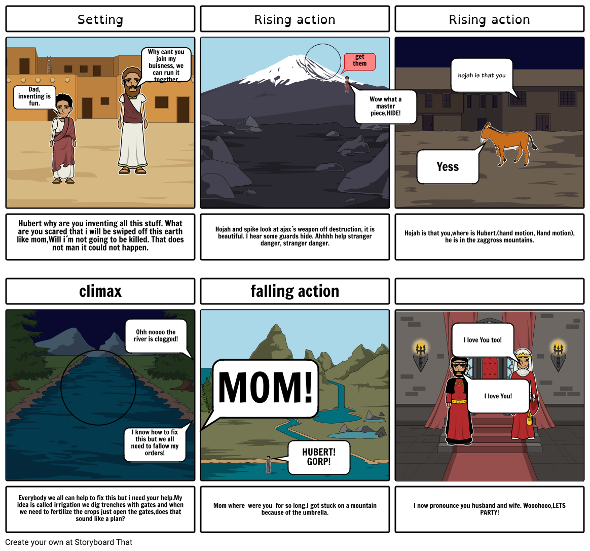 Hubert invents the wheel story board Storyboard