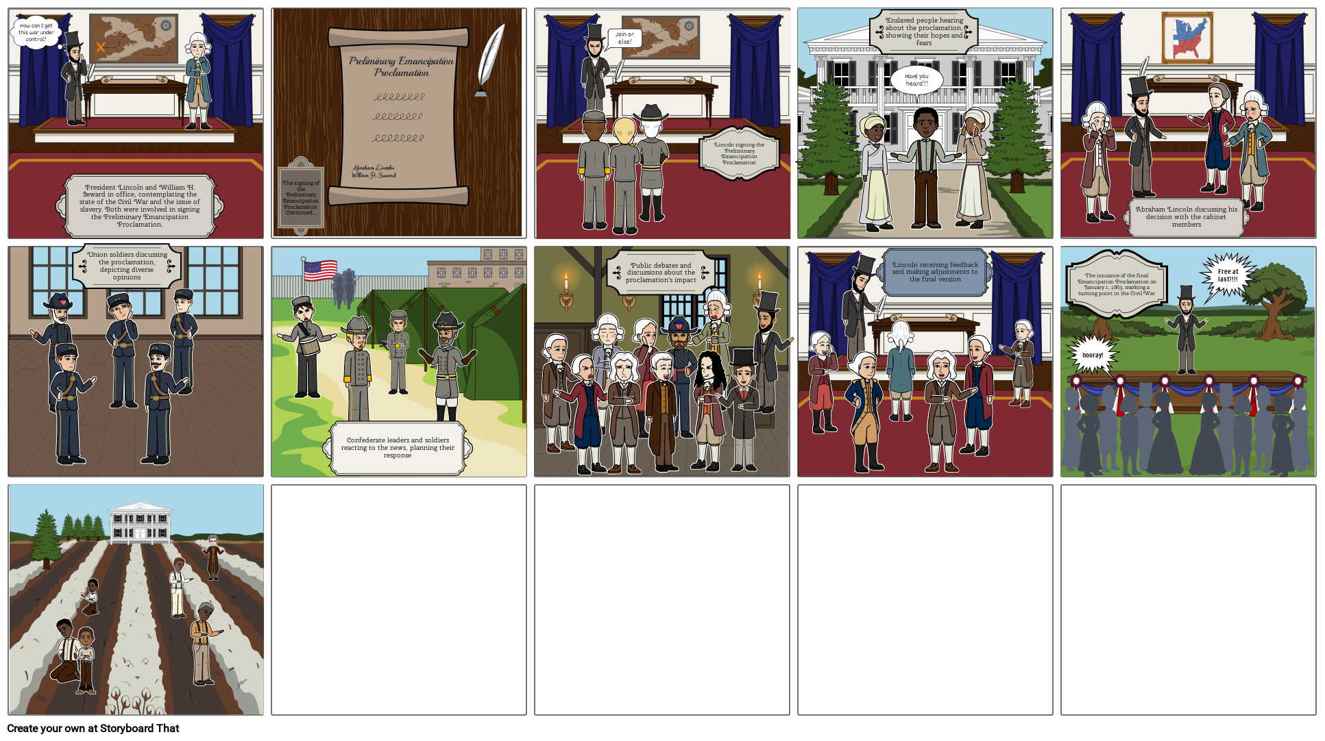 Preliminary Emancipation Proclamation Storyboard