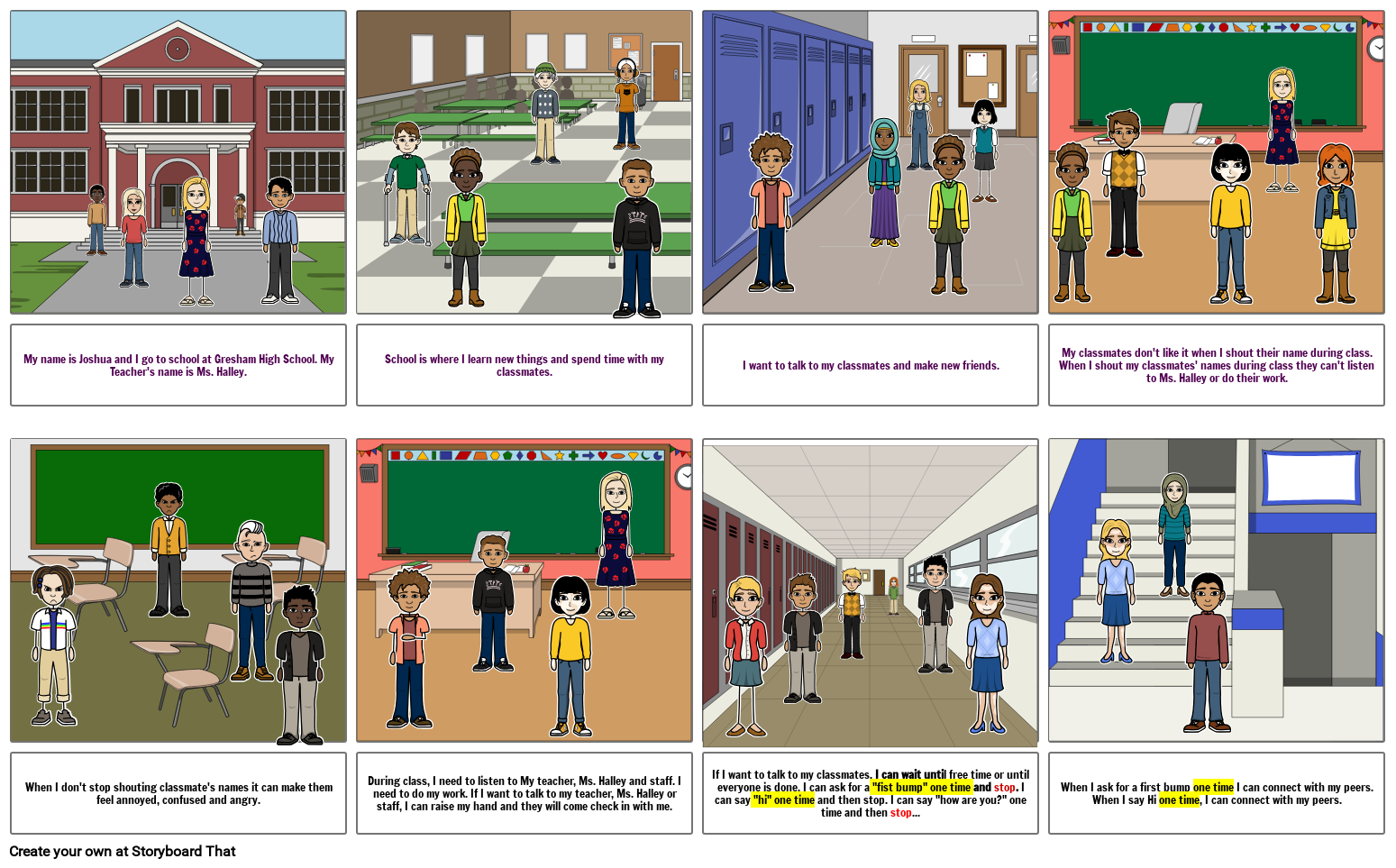 LE1 Story for shouting out names Storyboard by 86deabfd